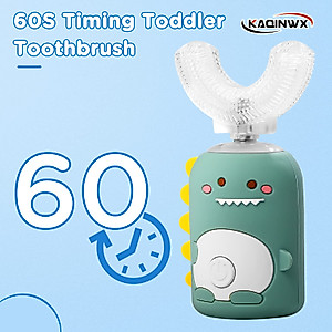 KAQINWX Kids Electric Toothbrushes, U Shaped Ultrasonic Toothbrush, Rechargeable Kids Toothbrush w/Smart Timer, 3 Brush Heads Replacement, 3 Clean Modes, IPX7 Water Resistant for Child 2-12