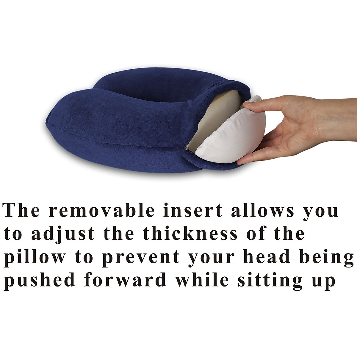 TravelMate Memory Foam Neck Pillow - Adjustable Thickness for Best Comfort, Dark Blue