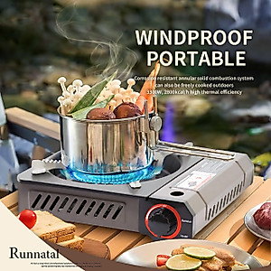 Runnatal Portable Camping Stove, 3300W High Power Butane Stove, Windproof Camping Stove, High Temperature Resistance, Perfect for Camping, Hiking and Emergency