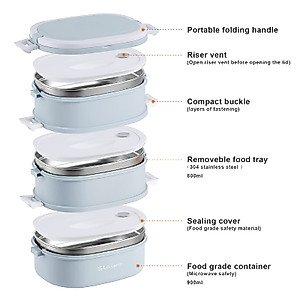 Slaipo Bento Box Adult Lunch Box, Lunch Box for Men Women with Insulated Lunch Bag, Stainless Steel Salad Lunch Containers, Stackable Leakproof Lunch Kit(Blue)