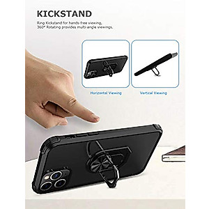 GREATRULY Kickstand Case for iPhone 11 Pro Max 6.5 Inch (2019),Drop Protection Clear Case,Slim Phone Cover Shell,Soft Bumper + Hard Back + Ring Stand Fits Magnetic Car Mount,Black