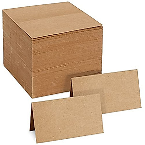 200 Pack Kraft Paper Place Cards for Table Setting, Blank Name Cards for Wedding Reception, Baby Shower, Graduation, Birthday, Table Numbers (3.5 x 2 In, Brown)