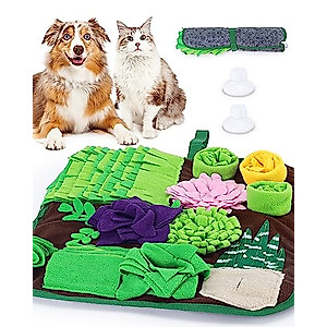 CiyvoLyeen Succulent Snuffle Mat for Dogs Small Pets Treat Toy, Dog Enrichment Toys, Dog Puzzle, Slow Eating Mat, Foraging Mat for Rabbit Cat Pig, Stress Relief Puppy Gift, for Pet