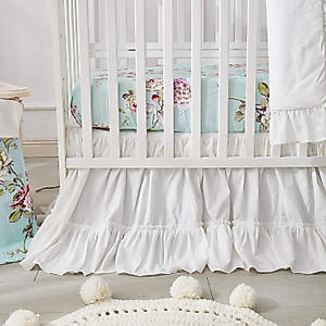 Brandream French Country Crib Bedding Set for Girls | 3 Piece Floral Nursery Set | Ruffled Baby Comforter, Crib Sheet, Crib Bed Skirt Included