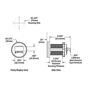 Blue Sea Systems 1733 Mini OLED DC Voltmeter, Yellow