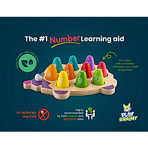 Play Brainy™ Fun, Kid-Friendly and Math Educational- Easy Number Game-Toddler Puzzle- 3D Baby Animal Hedgehog Puzzle- STEM Montessori Learning Toy- Ideal for Baby, Toddler, and Kids.