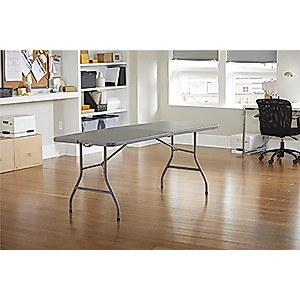 COSCO 6 ft. Fold-in-Half Banquet Table w/Handle, Gray