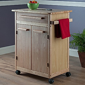 Winsome Wood Single Drawer Kitchen Cabinet Storage Cart, Natural