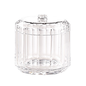 KLIFA- TAOS- Acrylic Bathroom Canisters, Plastic Organizer for Vanity/Table, Shatter-proof, BPA-Free, Great for Cotton Swabs, Cotton Balls, Flossers, Makeup Sponges, candies, snacks, and more.