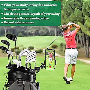 MoKo Phone Stand Golf Cart Mount, Cell Phone Holder Golf Analyzer Accessories for Recording Golf Swing Multi Angles Clip Holder for Live Streaming Photography Fits 4.7" - 6.8" Phones, Black