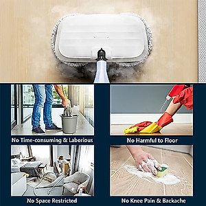 Steam Mop, Floor Scrubber Spin Steam Mop for Floor Cleaning, Multipurpose Steam Cleaner for Home, Steam Adjustable, 2 Sets of Mop Pads, for Hard/Hardwood/Laminate/Tile/Marble Floors, Sandoo SC1070