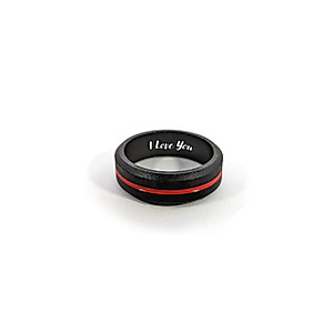AERA CUSTOM ENGRAVED Thin Red Line Silicone Wedding Ring - Personalize Any Text, Symbol, Image - SHIPS NEXT DAY
