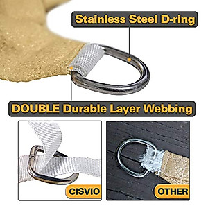 Cisvio 8'x10' Sand Rectangle Sun Shade Sail Canopy UV Block Awning Heavy Duty Commercial Shade Sail for Patio Grade Garden Backyard