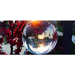LONGWIN 150mm (5.9 inch) Divination Crystal Ball Glass Globe Sphere Free Wooden Stand