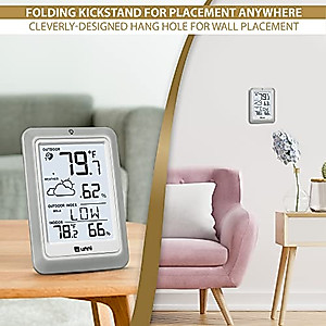 Indoor Outdoor Thermometer Hygrometer Wireless Weather Station, Temperature Humidity Monitor Battery Powered Inside Outside Thermometer with 330ft Range Remote Sensor and Backlight Display
