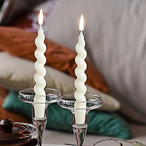 Gedengni Spiral Taper Dinner Candles Conical Stick Candles H 19 cm for Holiday Wedding Party,Beige