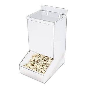 SimplyImagine White Acrylic Earplug Holder - Universal Storage Dispenser w/2 Lids for Small Bulk Accessories - Finger Cots, Coffee Creamers, Laundry Pods, Candy Bars - Stand or Mount