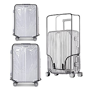 FABULWAY 3PCS Clear PVC Suitcase Cover Protectors Transparent Luggage Cover Waterproof Wheeled Suitcase Dust Cover Dustproof Travel Luggage Sleeve Protector 20"+24"+28"(3PCS)