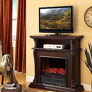 Tesmula 23 Inch Fake Wood Without Frame Embedded 1400W Single Color Electric Fireplaces, Fake Wood, Heating Wire, with Small Remote Control Black