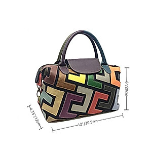 Colorful Geometric Contrast Patchwork Leather Crossbody Satchels Shoulder Bag Cute Backpack Bag for Women (handbag)