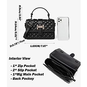 YXBQueen Quilted Crossbody Bags for Women Leather Quilted Purse Top Handle Bag Ladies Handbags Flap Satchel Purse Shoulder Bag