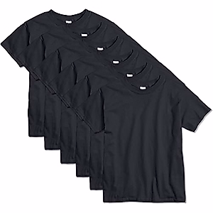 Hanes Big Boys' Essentials Short Sleeve T-shirt Value Pack (6-pack), Black, Large