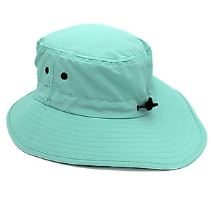 LLmoway Outdoor UPF50+ Summer Sun Cap Lightweight Packable Dry Fit Bora Boonie Hat with Cords Aqu Aqua Blue