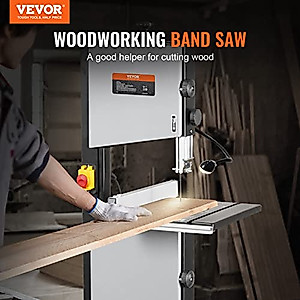 VEVOR Benchtop Band Saw, 10-Inch, Dual-Speed (560 & 1100 RPM), 370W 1/2HP Motor, Includes Metal Stand, Work Light, Fence, and Miter Gauge for Wood, Aluminum, Plastic Crafting