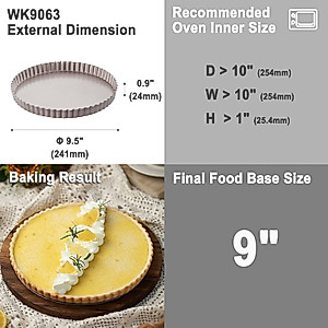 CHEFMADE 9.5-Inch Round Tart Pan with Removable Loose Bottom, Non-Stick Carbon Steel Quiche Pan for Oven Baking (Champagne Gold)
