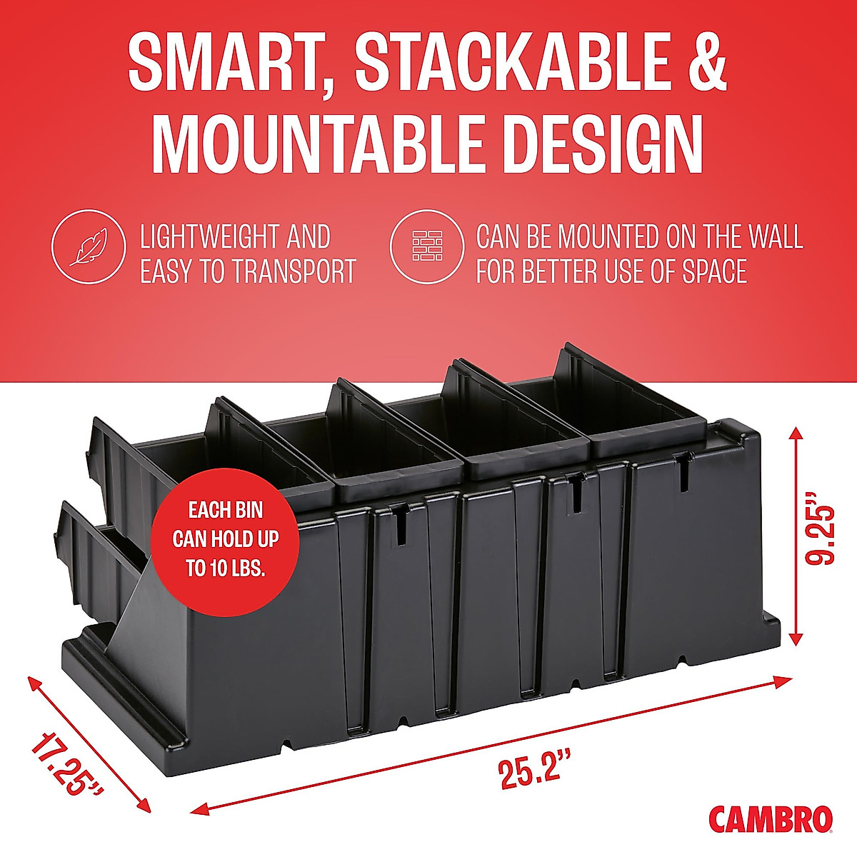 Cambro 8RS8110 Versa Black 8-Bin Organizer Rack Case of 1
