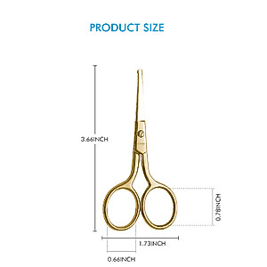 LIVINGO Professional Nose Hair Scissors, Multi-purpose Stainless Steel Rounded Tip Straight Blade, Facial Hair Beard Eyebrows Ear Trimming Beauty Grooming Tool for Men & Women, 3.5” Gold
