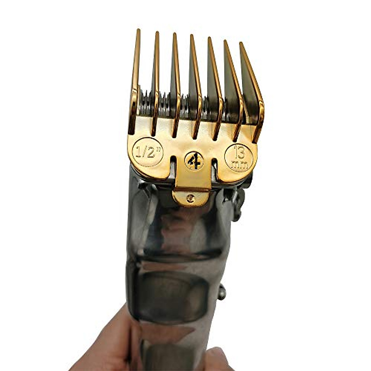 Professional Hair Clipper Guards Guides Gold Color Coded Cutting Guides #3170-400- 1/8” to 1 fits for most of W Clippers (Gold)