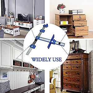 BAYTORY Upgrade Cabinet Hardware Jig Punch Drill Guide Locator for Installation of Drawer Pull Handle Knob, Wood Door Adjustable Drilling Doweling Template Tool with Storage Bag (Plastic Blue)