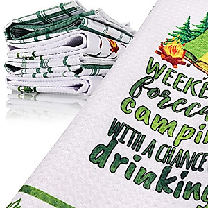 OCCdesign Funny Kitchen Towels for Camper, Camper Gifts, Happy Camper Camping RV Accessories, Set of 4