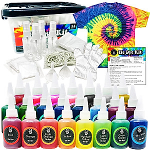 Premium Tie Dye Kit DIY Tie Dye Kits for Adults Fabric Shirt Clothes Decorating Tye Dye 24 Non Toxic Powder Bulk Color Rich and Pastels Tye Dye Kit Set and Die Supplies for Kids Party or Group