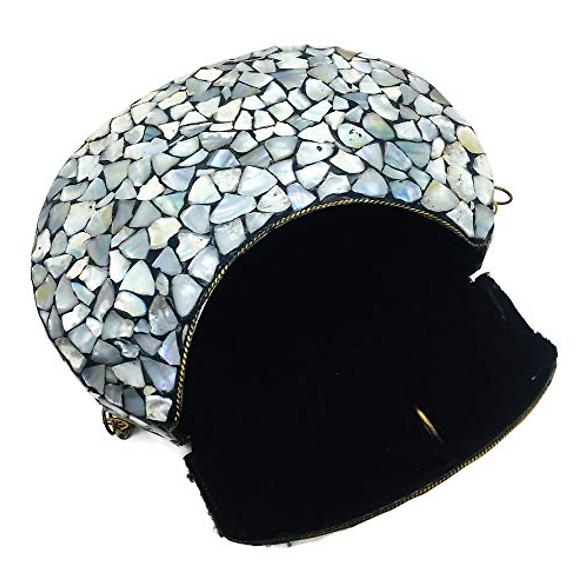 Women/Girls Bridal metal Sea shell clutch party sling bag Ethnic Indian Handmade mosaic metal bag