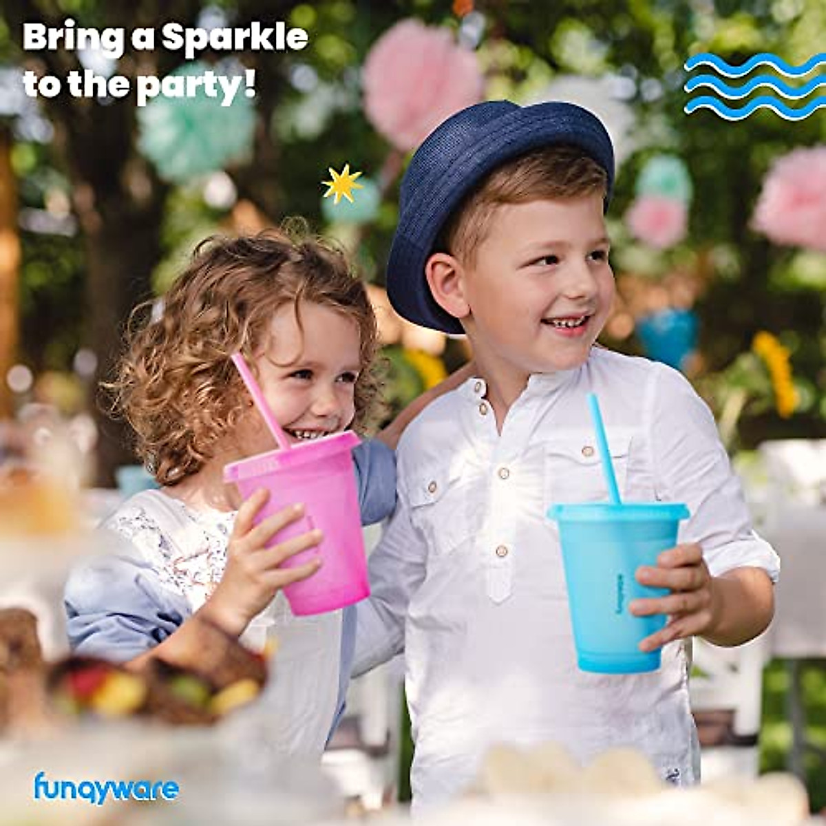 Kids Tumblers with Lids and Straws - 5 Reusable Cups with Lids and Straws, 16oz Glitter Tumbler Cute Cups for Kids in Rainbow Colors, Reusable Plastic Tumblers Cups with Lids and Straws for Smoothie