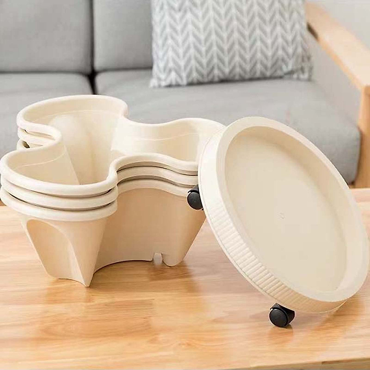 Wgwioo Stackable Planter Vertical Garden, Multi-Layer Combined Resin Three-Dimensional Flower Pot, Indoor/Outdoor Gardening Tower, Vertical Planter,B