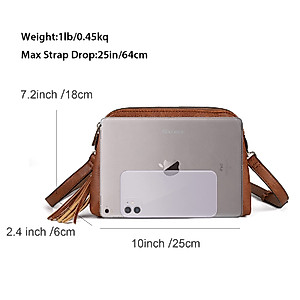 Crossbody Bags for Women Small Saddle Purses and Boho Cross body Handbags,Vegan Leather, Caramel Brown