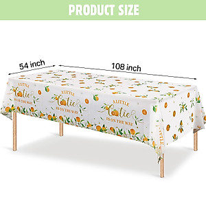 Little Cutie Tablecloth Orange Fruit Party Supplies Little Cutie is on The Way Disposable Plastic Table Cover for Citrus Baby Shower Birthday Tangerine Party Decoration, 54 x 108 Inches (3 Pack)