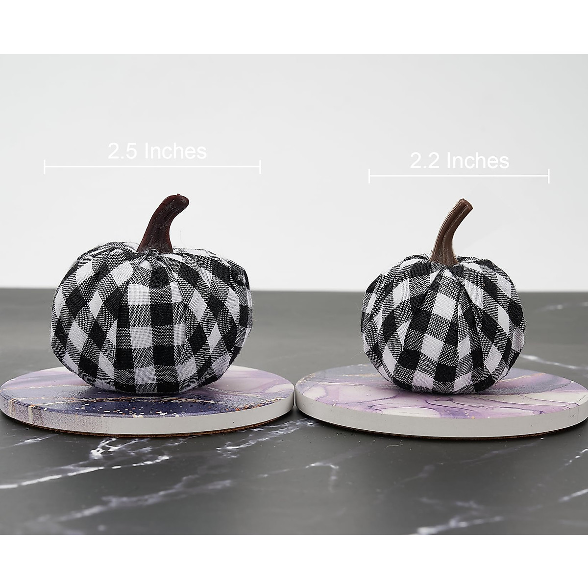 Lamris Pumpkin Decor Fake Foam Harvest Decorative Velvet Buffalo Plaid Pumpkins Set of 12 Mantel Table Centerpiece Farmhouse Fall Halloween Decorations