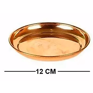 Small Bhog Thali Laddu Gopal kanha ji Thakur ji Brass Pooja Bhog Thali Set- 5 Pcs Plate, Glass,2 Bowl and Spoon 5.5 Inch