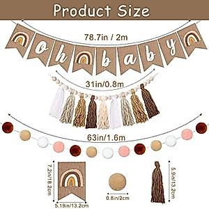 Boho Tassel Garland Oh Baby Boho Rainbow Burlap Banner and Boho Pom Pom Garlands Balls Garlands Birthday Wall Hanging Decor Set for Boho Home Party Baby Shower Supplies