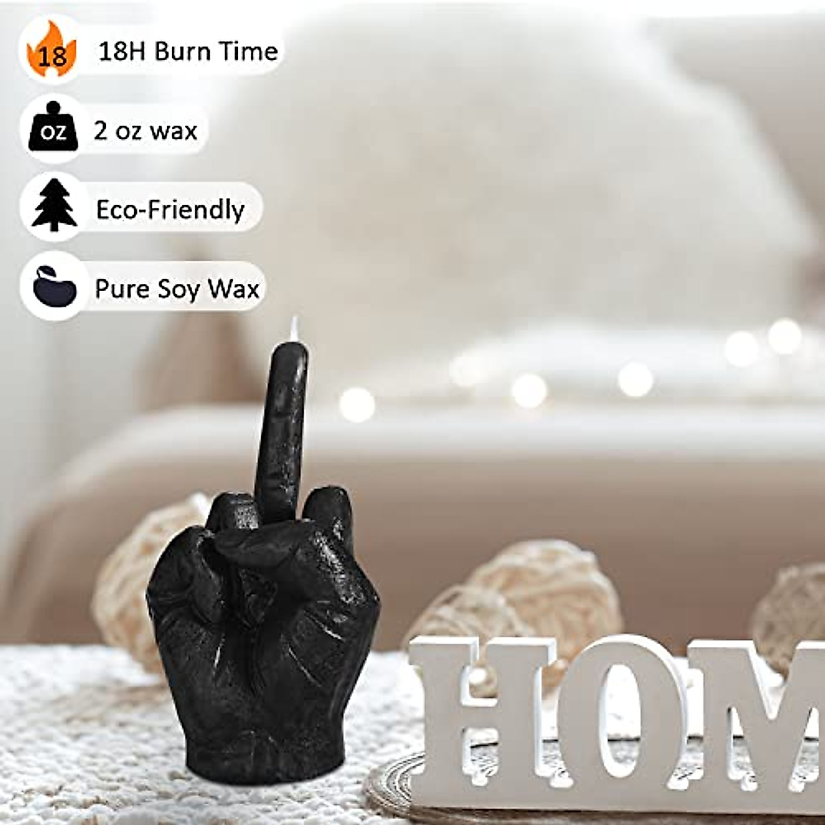 Middle Finger Scented Candle, Black Gifts Candle for Women, Fragrance Candle Gift for Sister Friend, Soy Wax Long Lasting Scented Candle for Home Bedroom Decoration Birthday Gift