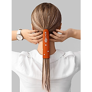 Otuuz 4 Pcs Leather Hair Wrap Motorcycle Ponytail Hair Wrap Hair Ties for Woman PU Hair Wrap Thick Ponytail Holder Braided Helmet Hair Accessories for Women(6 Inch,Black, Coffee, Brown, Reddish Brown)