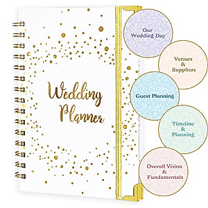 Wedding Planner - Wedding Planning Book, 8.4" x 6.3", Great Wedding Planner Book and Organizer with Hardcover and Elastic Binder for Couples, Timeline & Calendar, Guest Planning, Venues & Suppliers