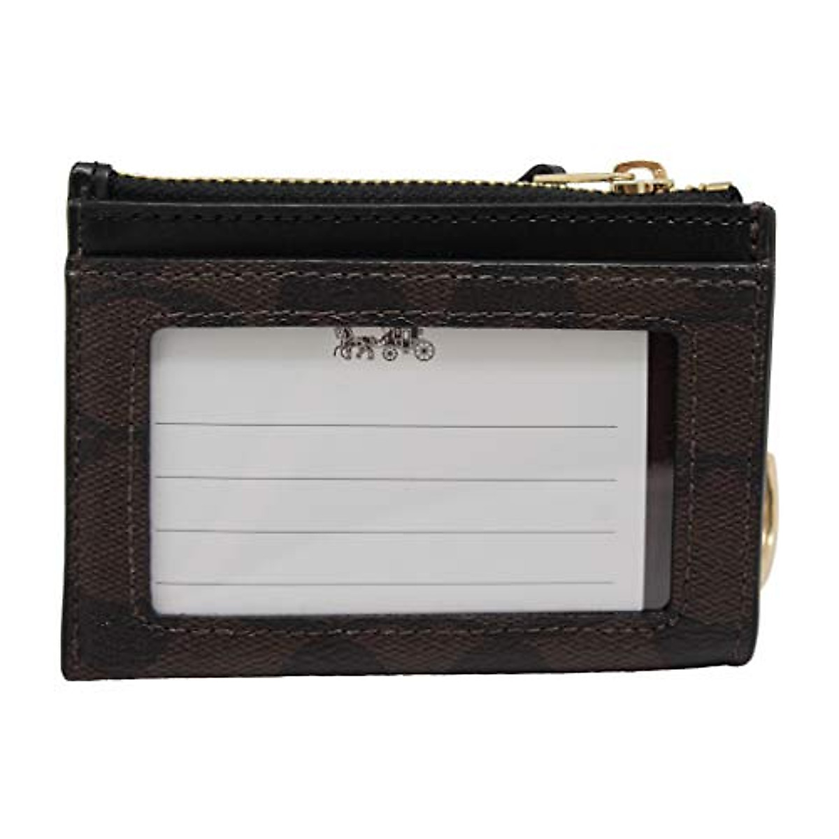 Coach Signature C Mini Skinny ID and Coin Case with Attached Key Ring (Brown/Black/Gold)