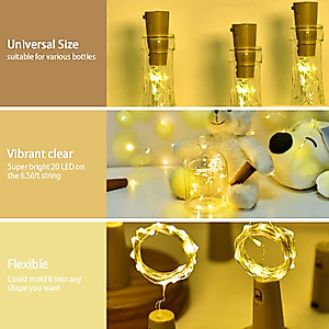 osteplus Wine Bottle Lights with Cork, 6 Pack Mini Fairy String Lights Battery Operated with 6 Replacement Batteries, Party Decoration for Wedding Christmas Halloween Bar Mason Jar - Warm White