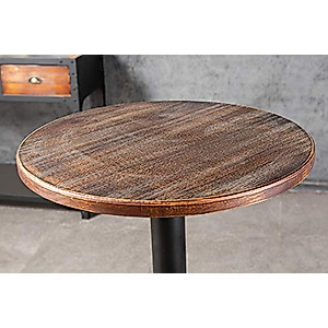 LOKKHAN 42" Tall Rustic Industrial Bar Table-19.68" Dia Round Wooden Top Metal Bar Height Adjustable Standing Pub Table-Dining Room Bistro Table-Cocktail Table