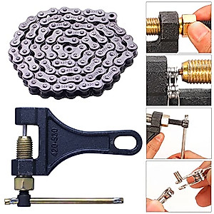 CNCMOTOK 420 Jackshaft Chain 42Link+Standard Roller Chain 90 Link+ Chain Breaker, fit for Coleman BT200X CT200U Trail 200 CT200U-EX Baja TrailMaster Warrior Heat 196cc Powersports Mini Bike Part